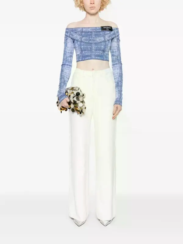 Balmain Trompe L'oeil-print Crop Top