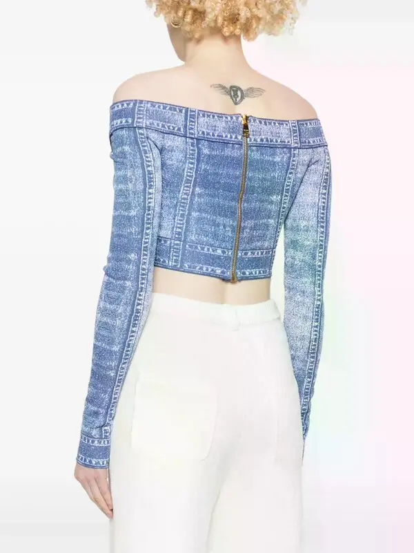 Balmain Trompe L'oeil-print Crop Top
