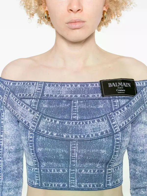 Balmain Trompe L'oeil-print Crop Top