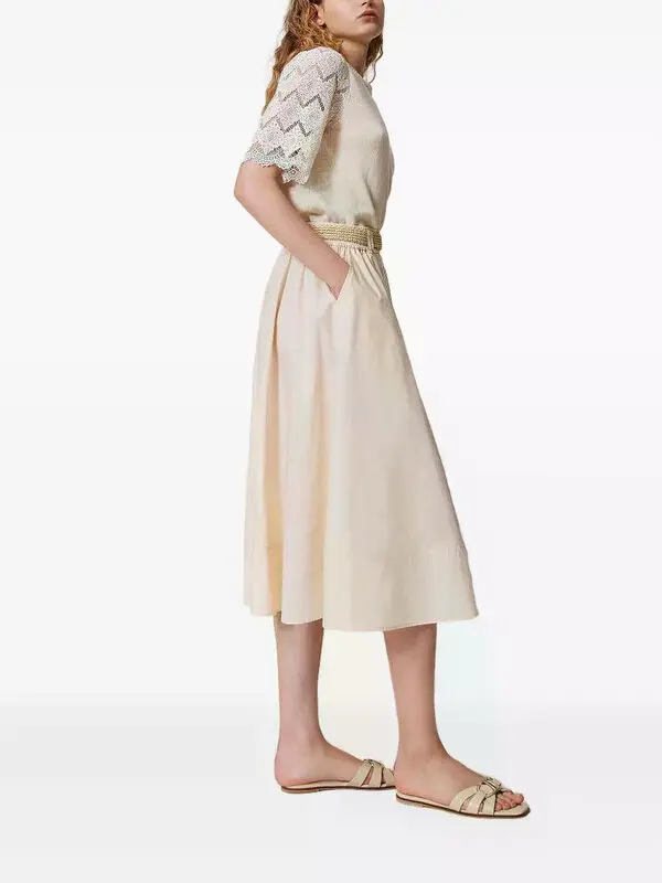 TWINSET Belted Midi Skirt