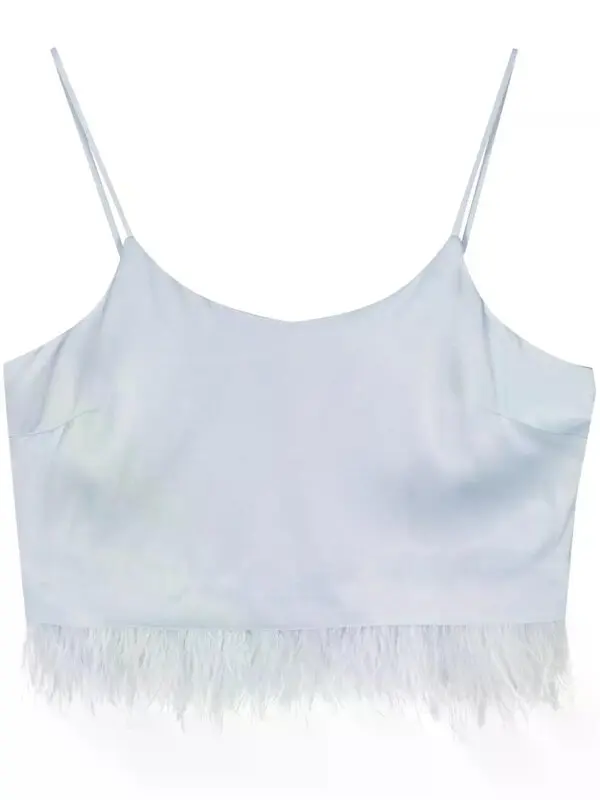 TWINSET Feather-trim Satin Crop Top - Blue