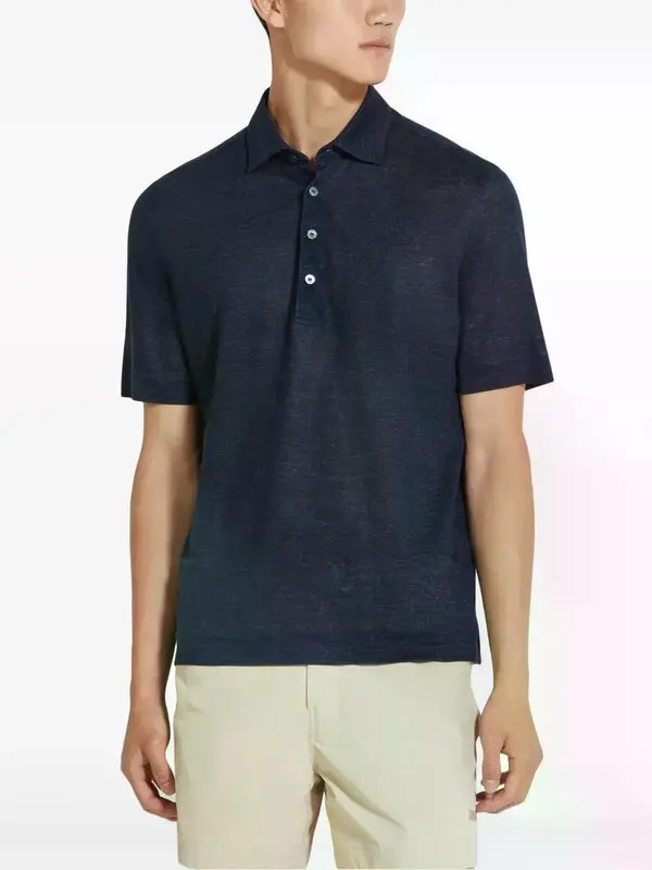 Zegna Linen Polo Shirt - Blue