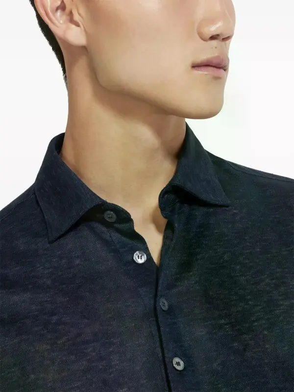 Zegna Linen Polo Shirt - Blue