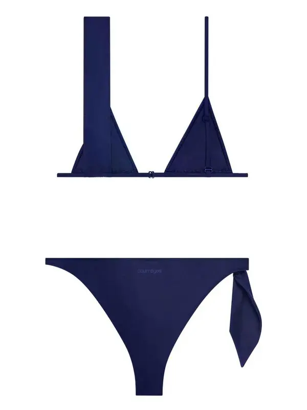 COURREGES Navy Bikini Set With Side Tie Detail
