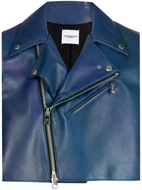 TAKAHIROMIYASHITA THESOLOIST. Zip-up Biker Vest - Blue