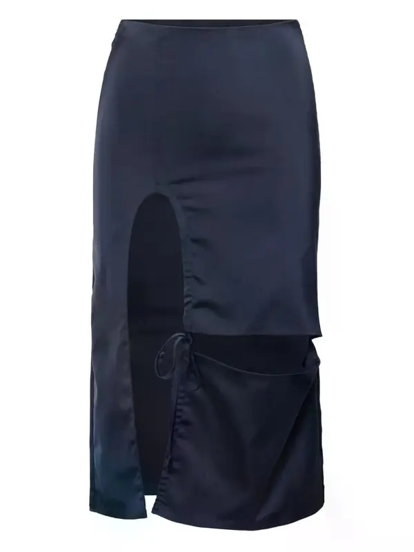 ELENA VELEZ Satin Midi Skirt - Blue