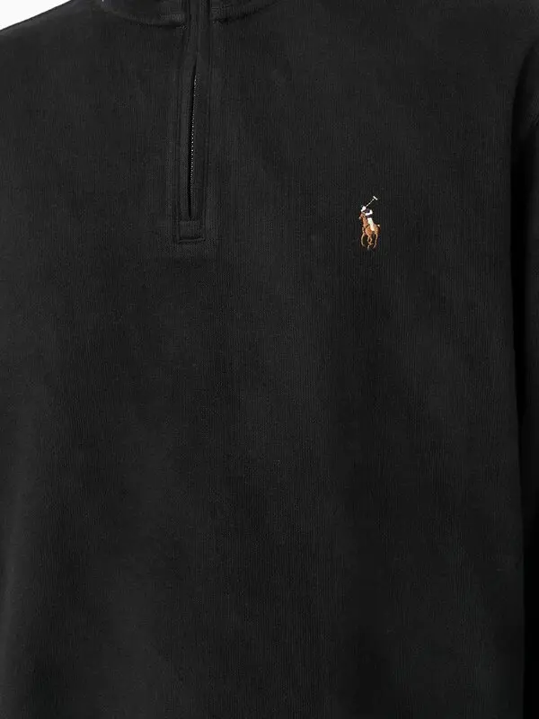 Polo Ralph Lauren Logo Embroidered Zip-up Sweatshirt - Black