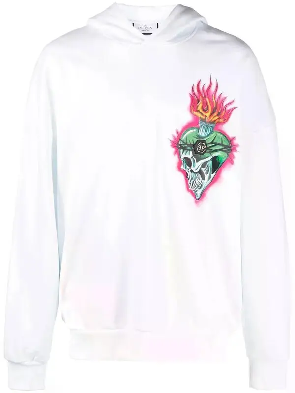 Philipp Plein Love Tattoo Long-sleeve Hoodie - White