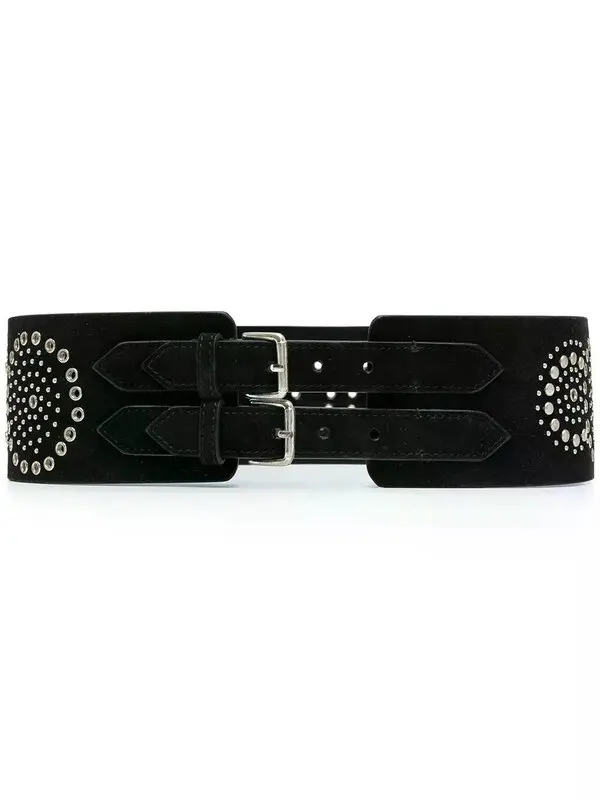 10 CORSO COMO Studded Suede Belt - Black