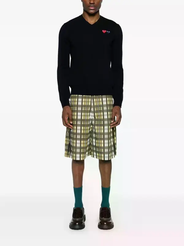 Play Comme Des Garcon Heart-patch Wool Jumper - Blue