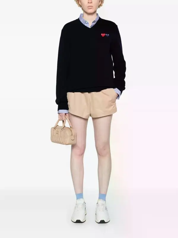 Play Comme Des Garcon Heart-patch Wool Jumper - Blue