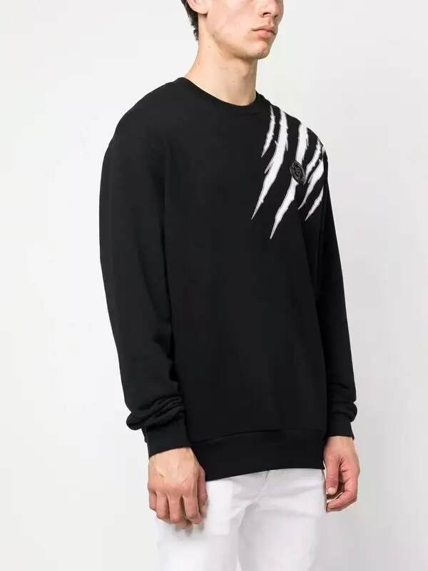 PLEIN SPORT Scratch-print Long-sleeved Sweatshirt