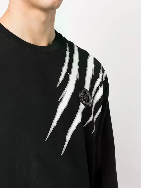 PLEIN SPORT Scratch-print Long-sleeved Sweatshirt