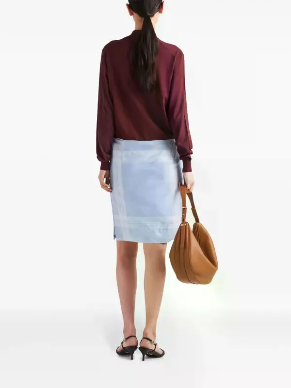 Prada Checked Cotton Mini Skirt