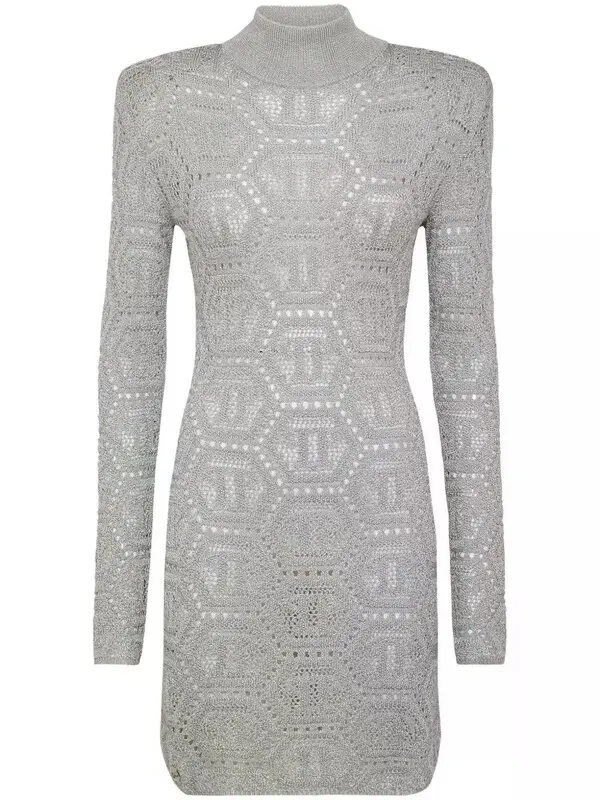 Philipp Plein Monogram Crochet-knit Minidress