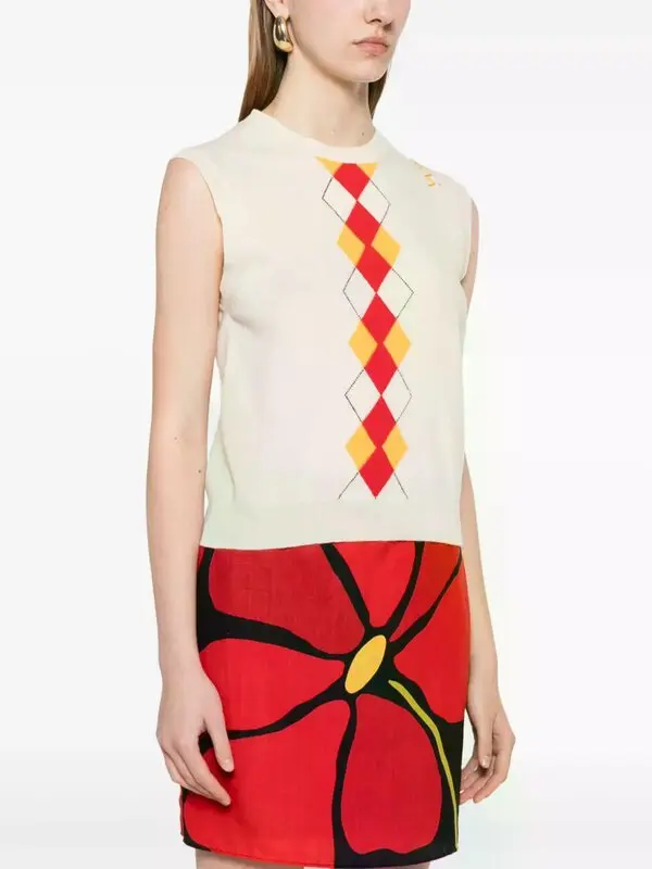 Marni Argyle-pattern Vest - Neutrals