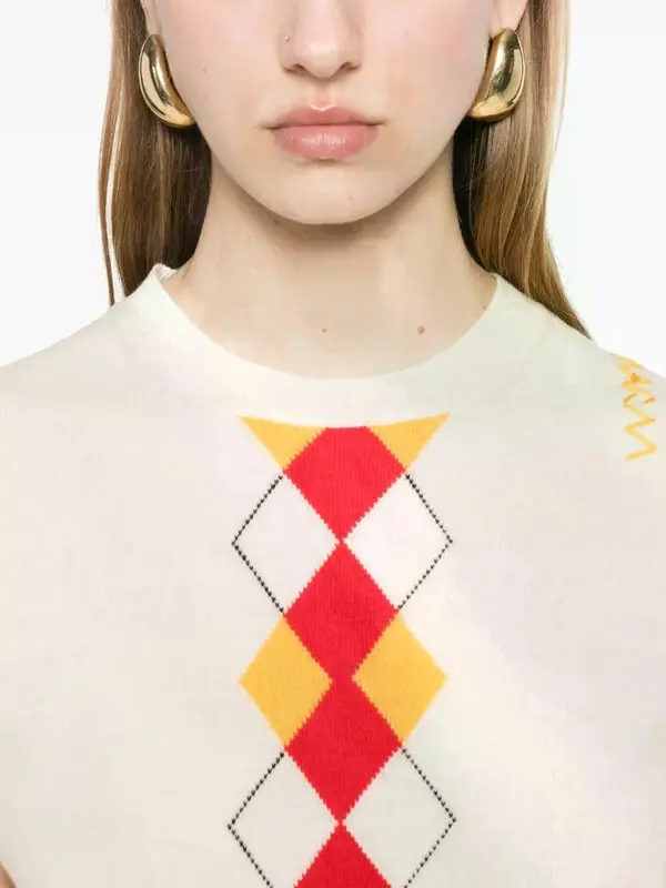 Marni Argyle-pattern Vest - Neutrals