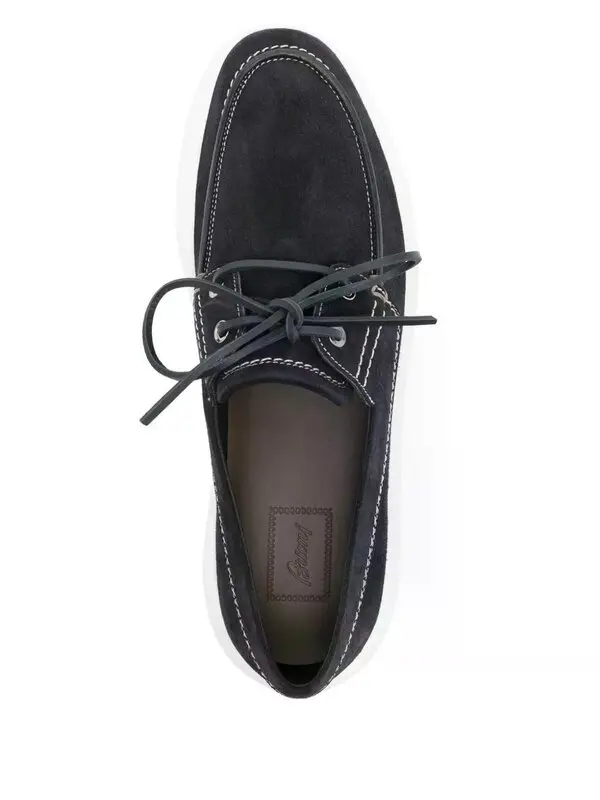 Brioni Suede Loafers With Contrast Stitching