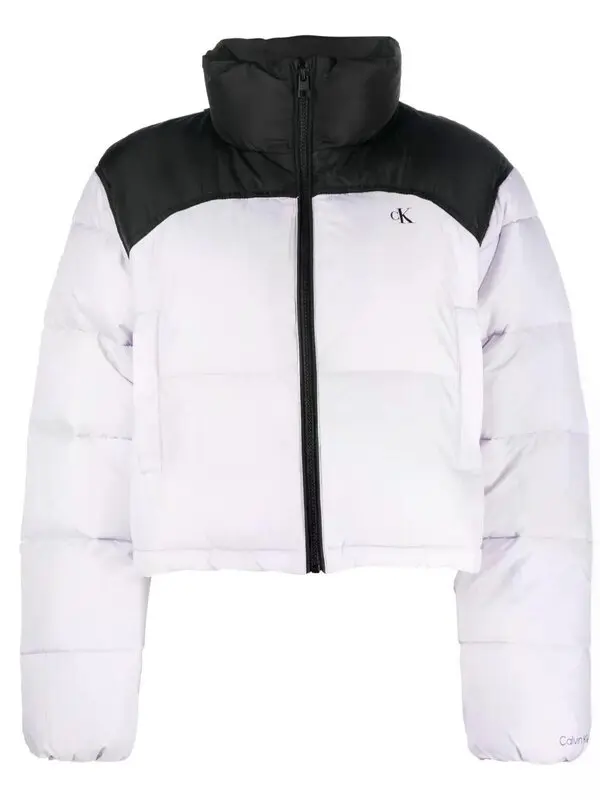 Calvin Klein Colour-block High-neck Puffer Jacket - Purple