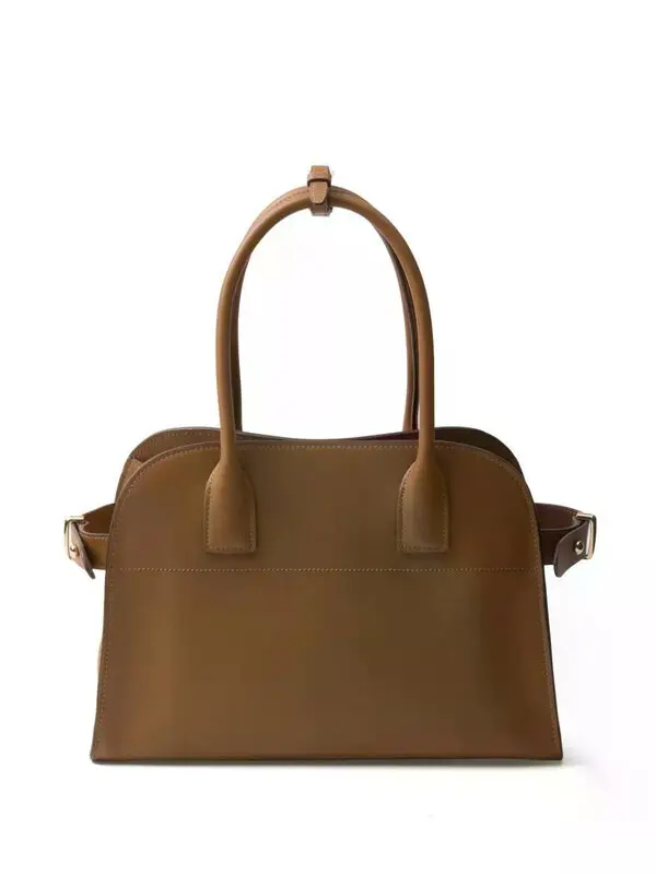 Prada Logo-lettering Leather Medium Tote Bag - Brown