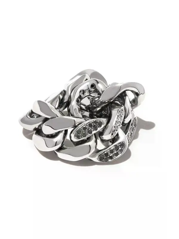 Shay 18k White Gold Diamond Link Ring - Silver