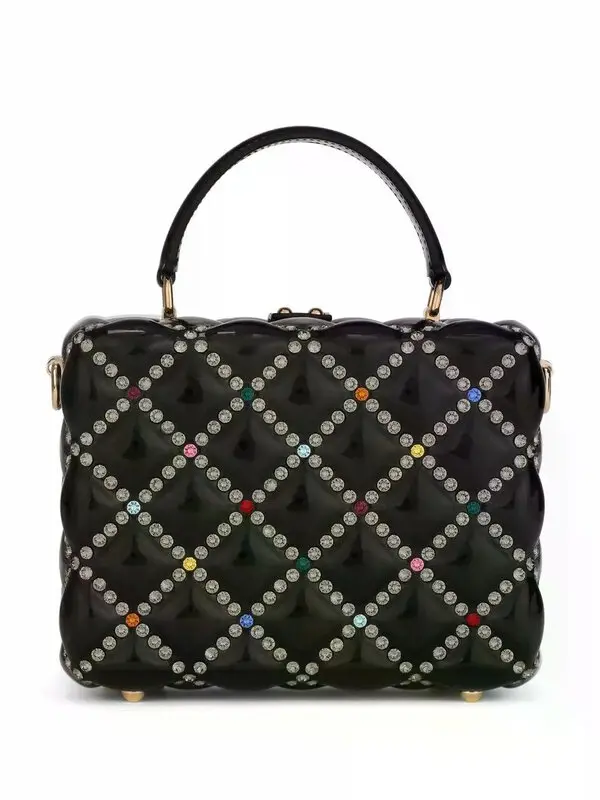 Dolce & Gabbana Dolce Box Rhinestone-embellished Top-handle Bag - Black
