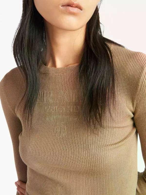 Prada Logo-intarsia Wool Jumper - Brown