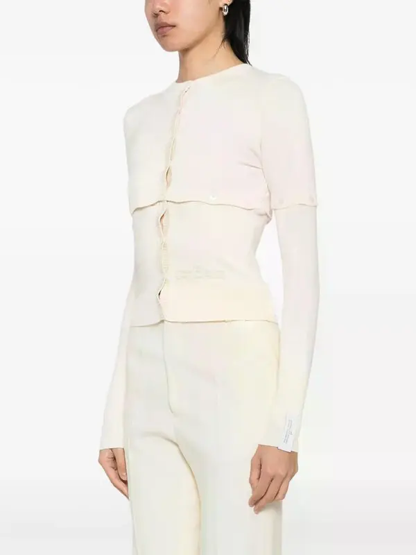 Rokh Logo-embroidered Cardigan - Neutrals