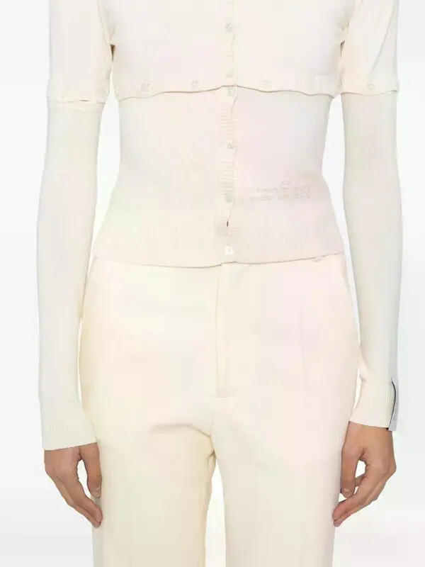 Rokh Logo-embroidered Cardigan - Neutrals