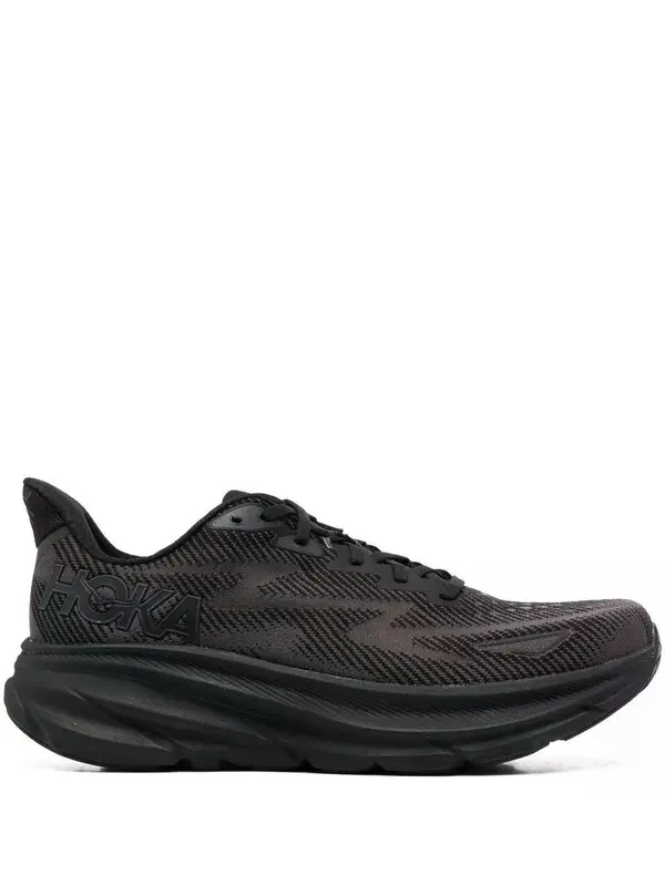 HOKA® Mesh-panel Lace-up Sneakers - Black