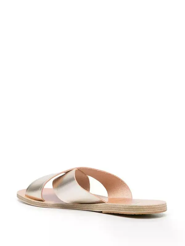 ANCIENT GREEK SANDALS Thais Metallic Leather Slip-on Sandals