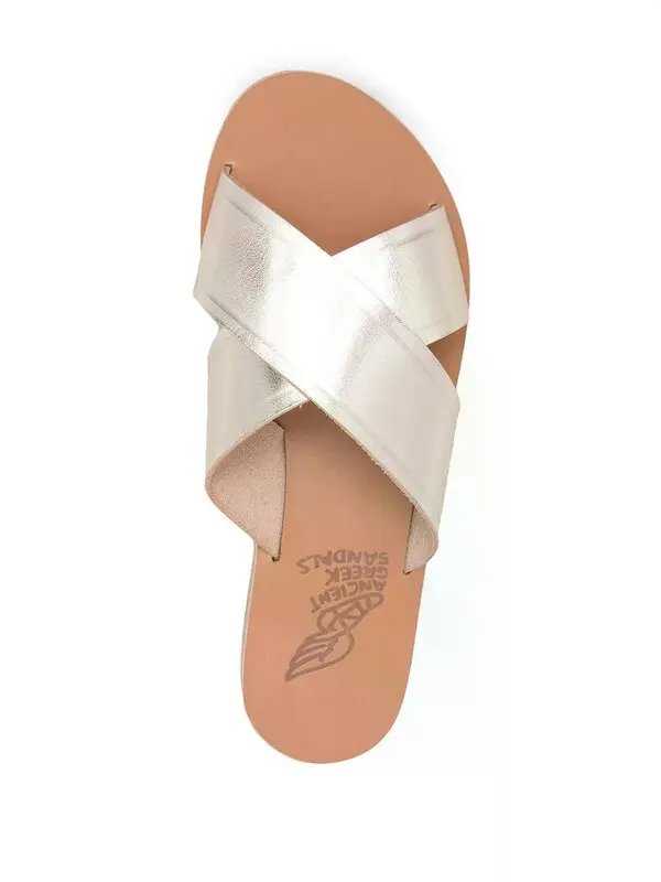 ANCIENT GREEK SANDALS Thais Metallic Leather Slip-on Sandals
