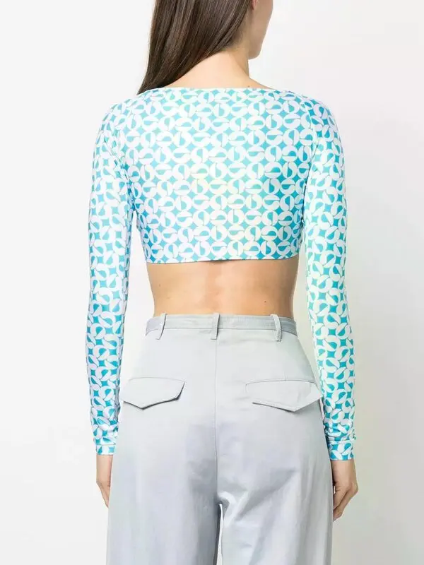 Coperni Patterned Ruched Cropped Top - Blue