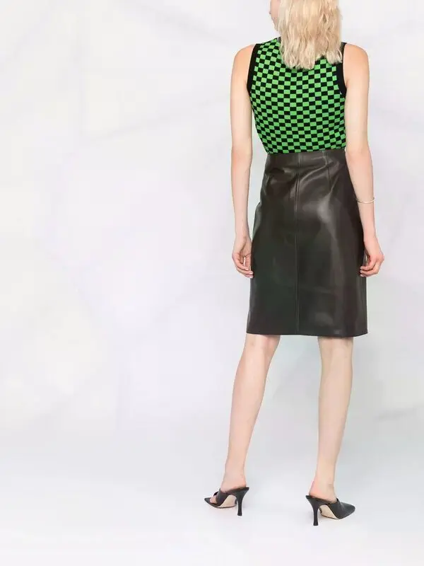 FERRAGAMO Slim Leather Midi Skirt