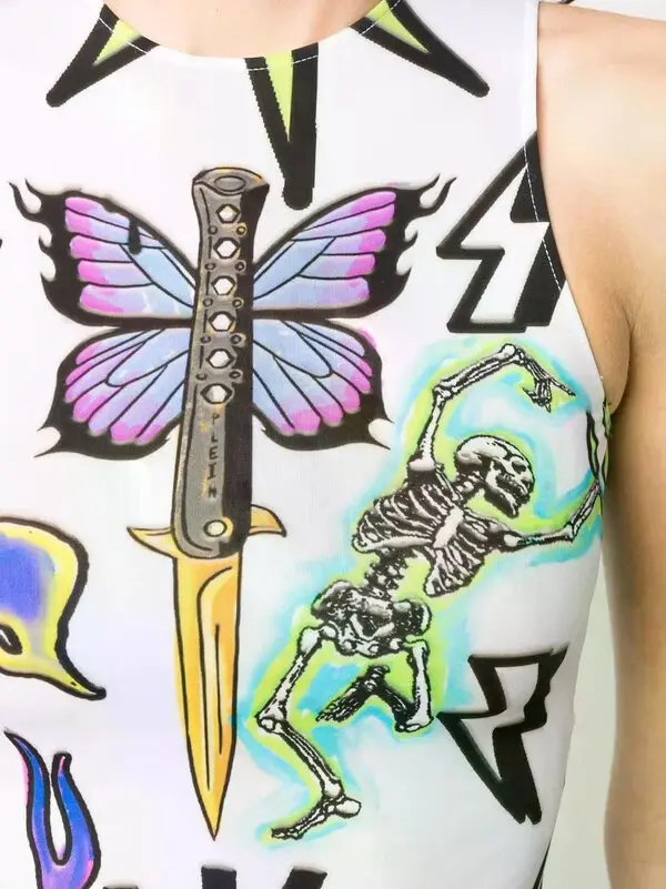 Philipp Plein Monogram Tattoo Crop Top
