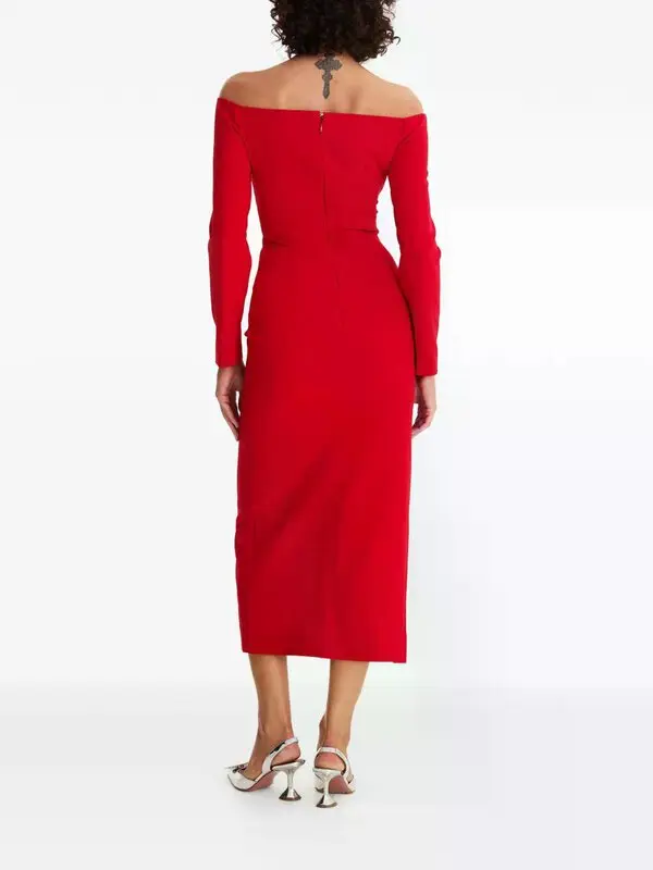 MOOS STUDIO Off-shoulder Midi Dress - Red