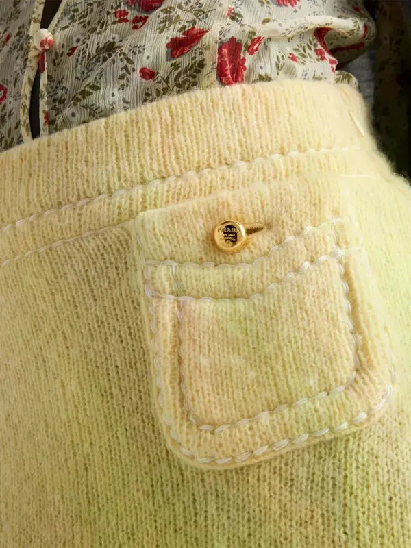 Prada Triangle-logo Cashmere Miniskirt