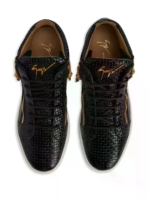 GIUSEPPE ZANOTTI Kriss Woven-leather Mid-top Sneakers