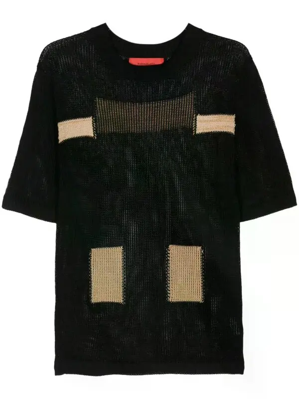Eckhaus Latta Open-knit Colour-block Jumper - Black