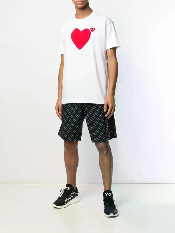 Play Comme Des Garcon Logo Heart Printed T-shirt