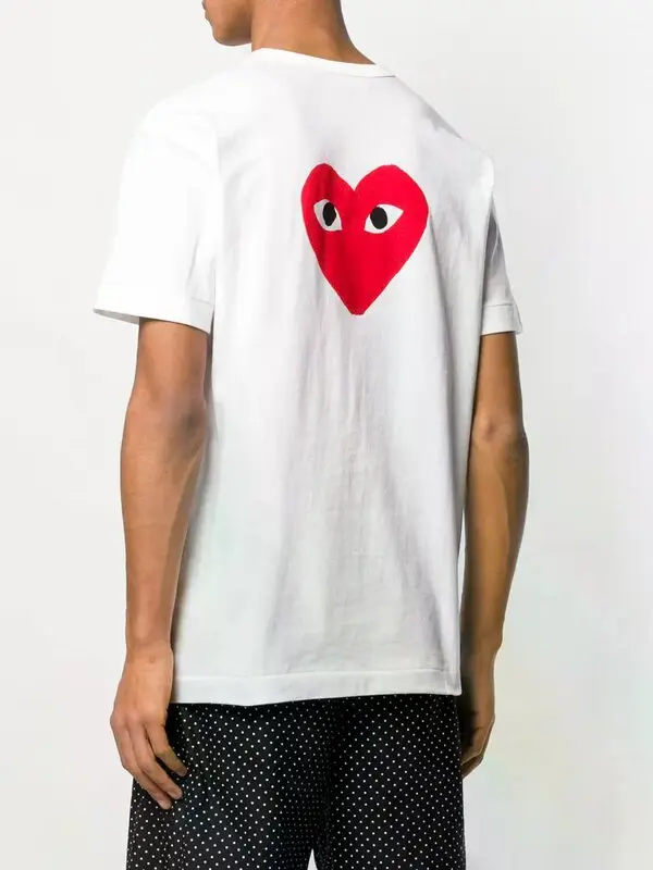 Play Comme Des Garcon Logo Heart Printed T-shirt