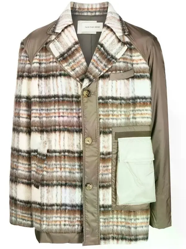 FENG CHEN WANG Plaid Panelled Button-up Coat