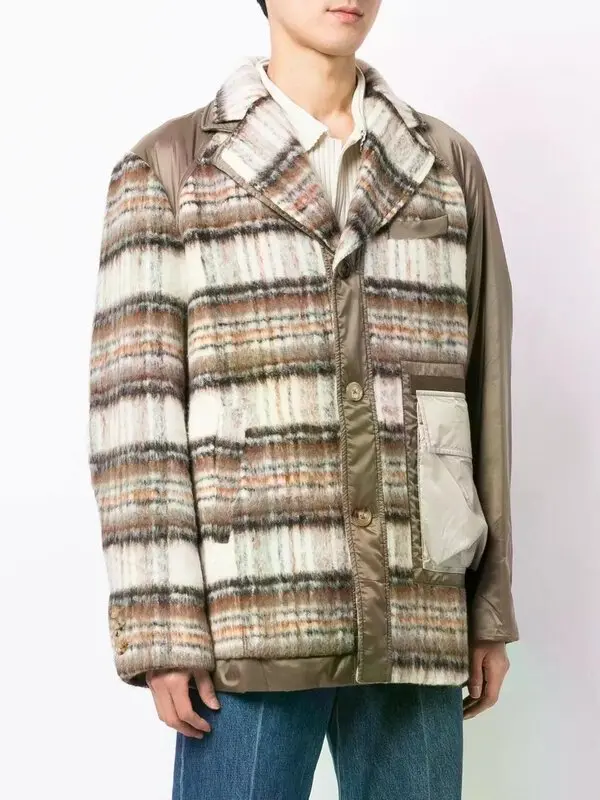 FENG CHEN WANG Plaid Panelled Button-up Coat