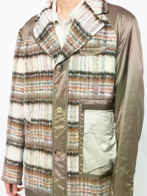 FENG CHEN WANG Plaid Panelled Button-up Coat