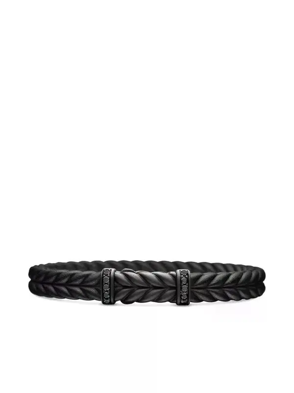 David Yurman Chevron Braided Bracelet With Diamonds - Black