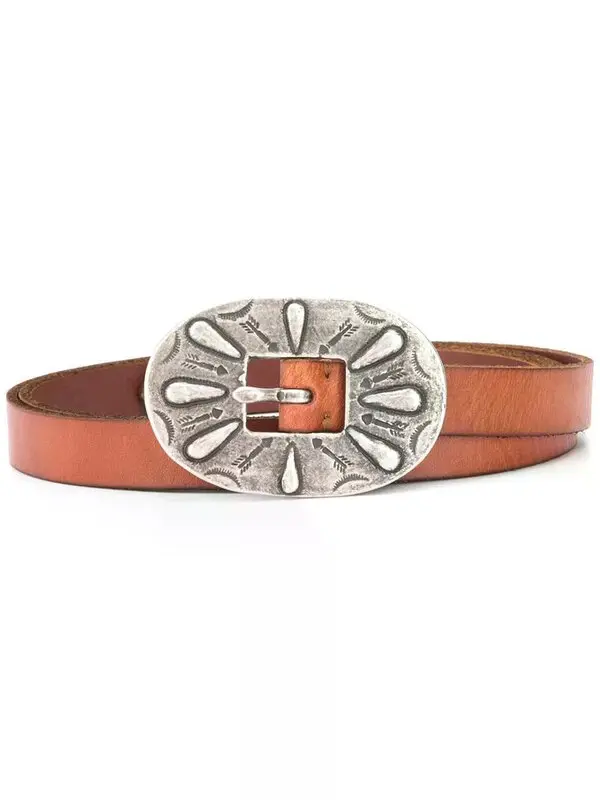 Polo Ralph Lauren Oversized Arrow Engraved Buckle Belt - Brown