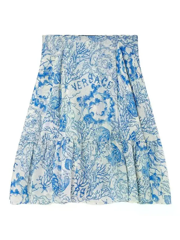 Versace Underwater Barocco Crêpe Midi Skirt