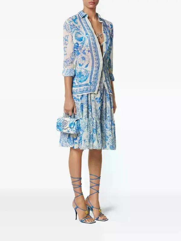 Versace Underwater Barocco Crêpe Midi Skirt