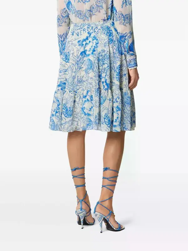 Versace Underwater Barocco Crêpe Midi Skirt