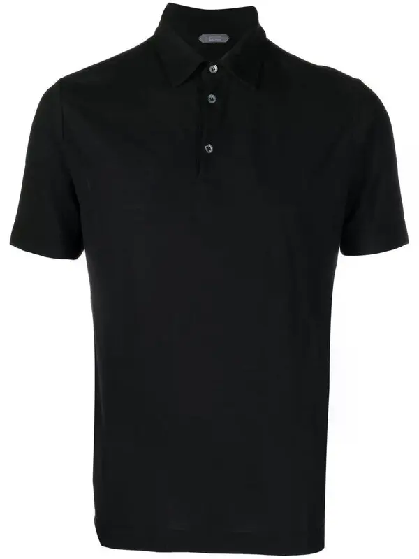 ZANONE Short-sleeve Cotton Polo Shirt - Black